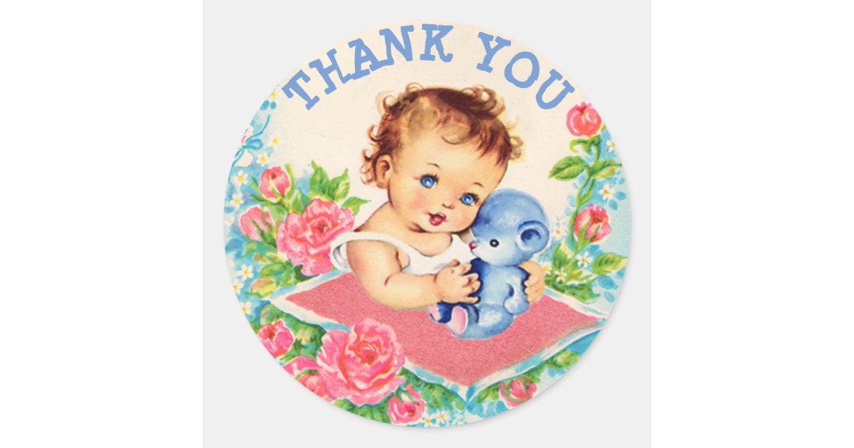 Thank You Vintage Baby Shower Stickers | Zazzle