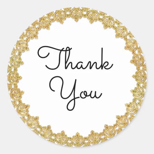 Thank You Vintage Customizable Gold Frame Stickers | Zazzle