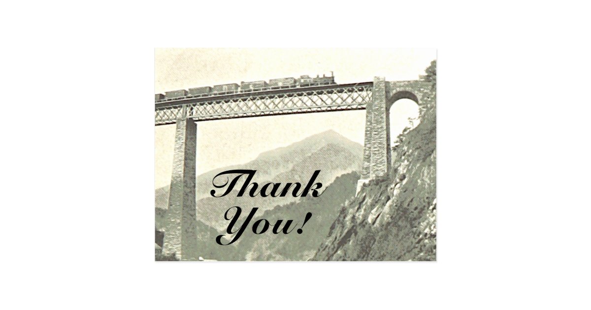 "Thank You!", Vintage Train & Bridge Postcard | Zazzle.com