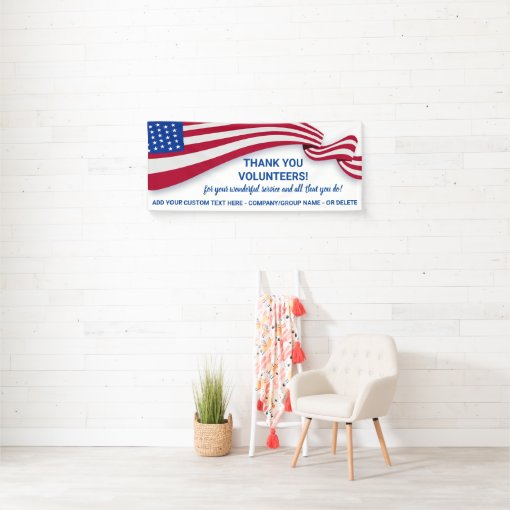 Thank You Volunteers, Patriotic USA Flag Custom Banner | Zazzle