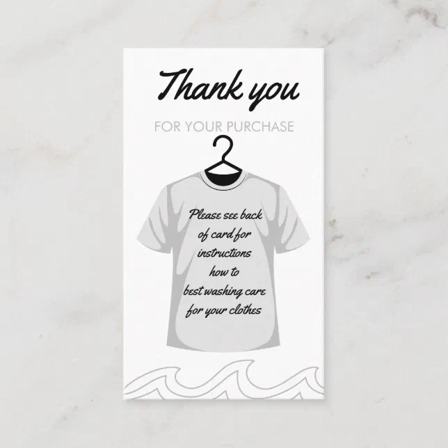 Thank you Washing Care Instructions Business Card | Zazzle