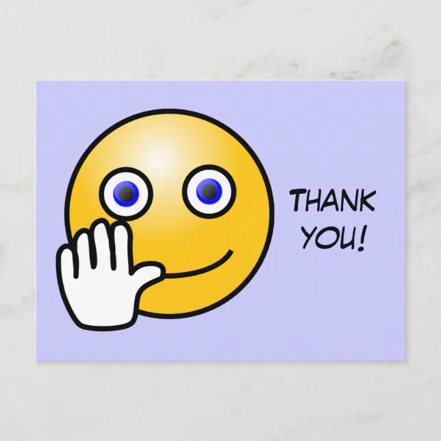 Thank you! Waving emoticon Postcard | Zazzle