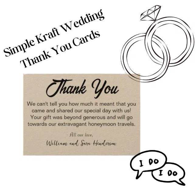 Thank You_Wedding guests kraft Thank You Cards | Zazzle