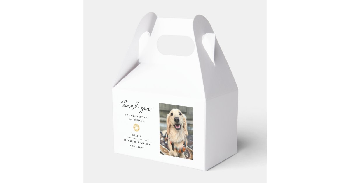 Thank You Wedding Pet Photo Paw Print Favor Boxes | Zazzle