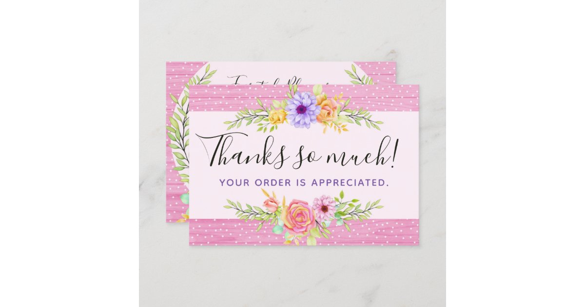 Thank You Whimsical Floral Roses Rustic Wood Card Zazzle