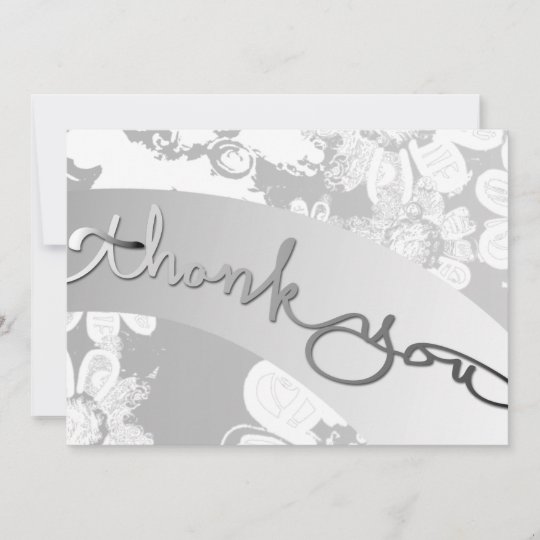 "Thank you!" White Floral&Grey Thank You Card | Zazzle.com