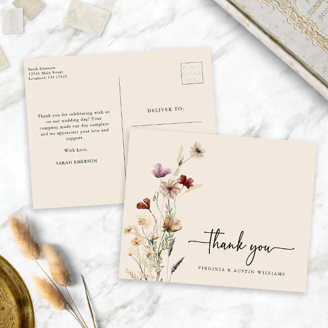 Thank You Wildflower Postcard | Zazzle