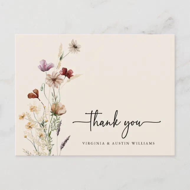 Thank You Wildflower Postcard | Zazzle