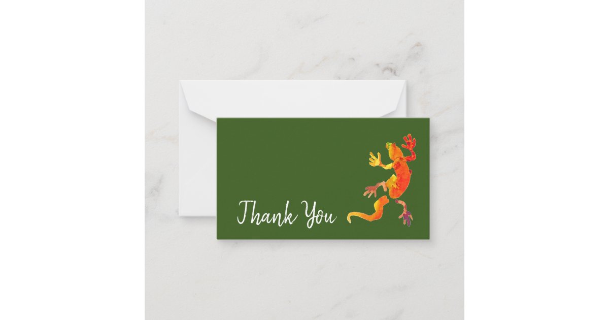 Thank You wildlife gecko eco animal art Note Card | Zazzle