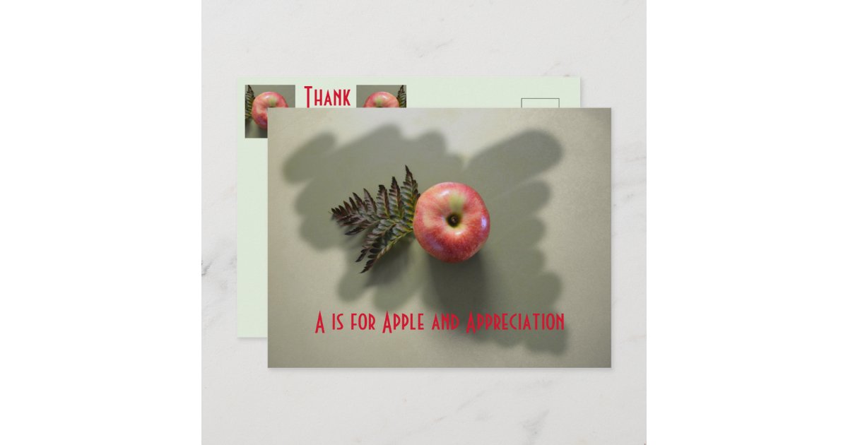 Thank You with an Apple Postcard | Zazzle