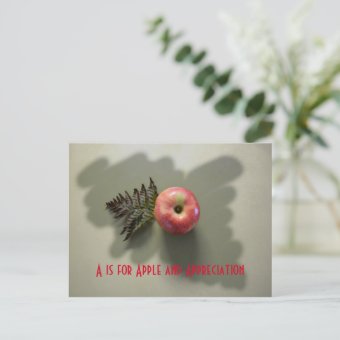Thank You with an Apple Postcard | Zazzle