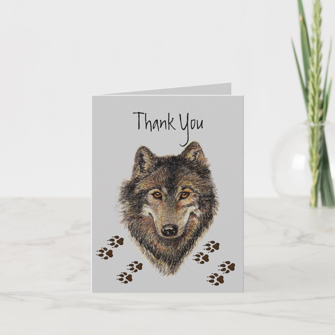 Thank You, Wolves, Wolf Tracks Animal Thank You Card | Zazzle