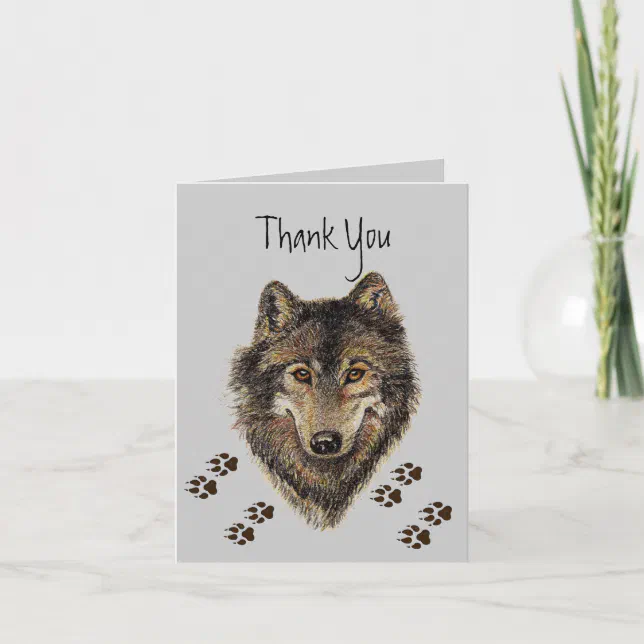 Thank You, Wolves, Wolf Tracks Animal Thank You Card | Zazzle