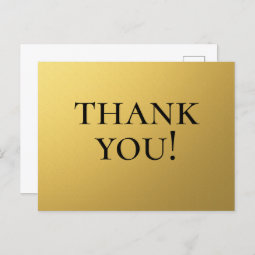 Thank you word on gold background postcard | Zazzle