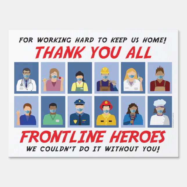 Thank you yard sign Covid Frontline Heroes | Zazzle