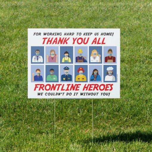 Thank you yard sign Covid Frontline Heroes | Zazzle