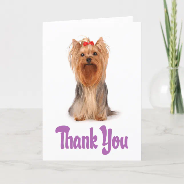 Thank You Yorkshire Terrier Puppy Card - Verse | Zazzle