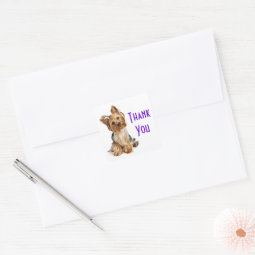 Thank You Yorkshire Terrier Puppy Dog Stickers | Zazzle