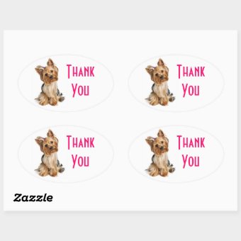 Thank You Yorkshire Terrier Puppy Dog Stickers | Zazzle