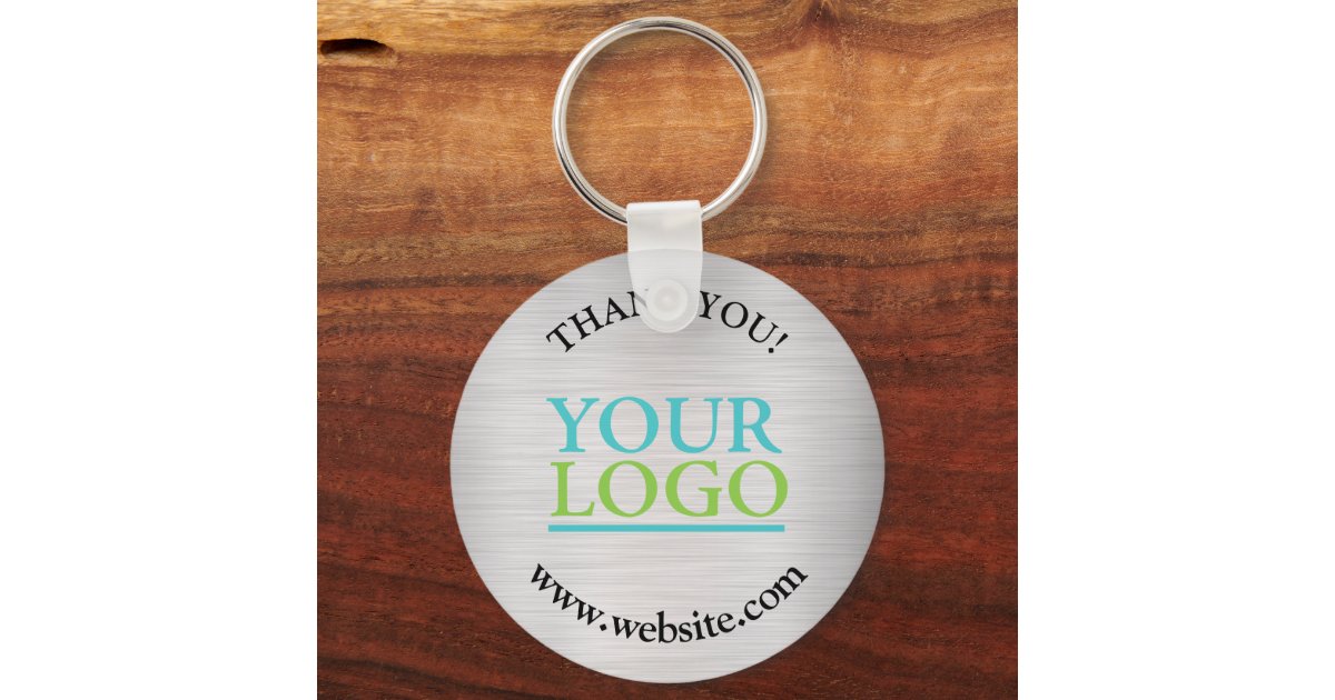 Thank You, Your Logo, Name Website, Brushed Silver Keychain | Zazzle