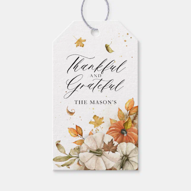 Thankful and Grateful Thanksgiving Favor Tags | Zazzle