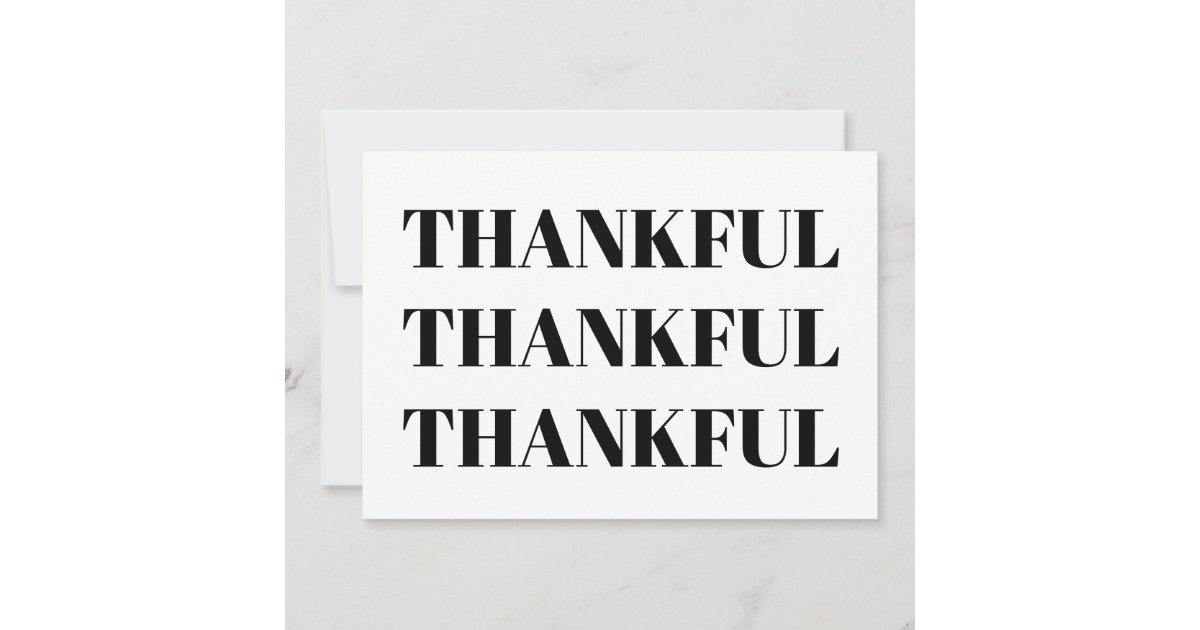 Thankful black & white modern thanksgiving card | Zazzle
