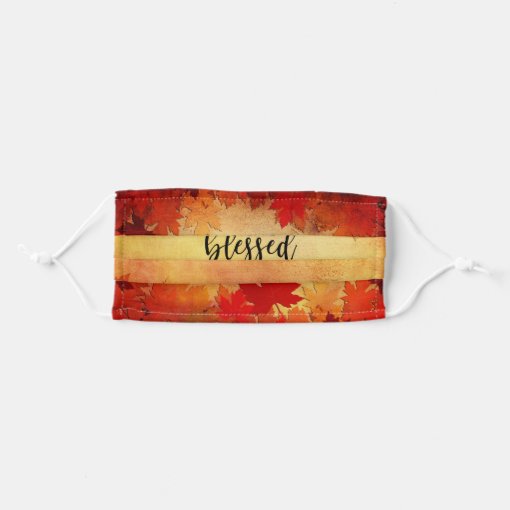Thankful & Blessed Autumn Leaves Adult Cloth Face Mask | Zazzle