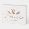 Thankful fall leaves personalized wooden box sign | Zazzle