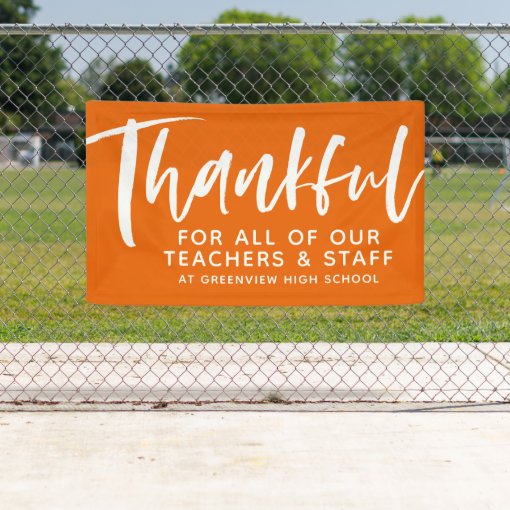 Thankful for teachers orange appreciation banner | Zazzle