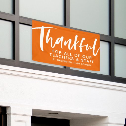Thankful for teachers orange appreciation banner | Zazzle