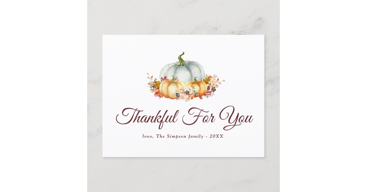 Thankful for you | thanksgiving holiday postcard | Zazzle
