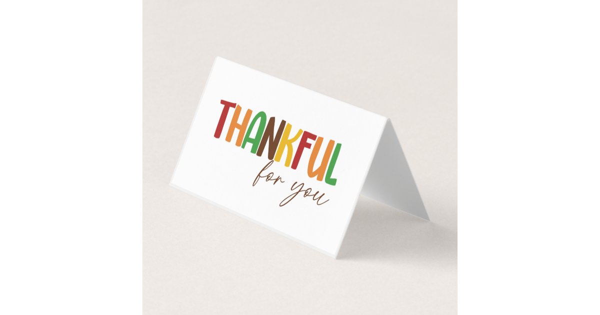 Thankful For You Thanksgiving Treat Bag Topper Business Card | Zazzle