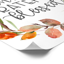 Thankful Grateful Blessed Fall Poster Print | Zazzle