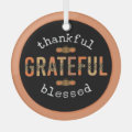 Thankful Grateful Blessed Fun Leopard Print Fall Glass Ornament | Zazzle