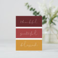 Thankful Grateful Blessed Modern Thanksgiving Postcard | Zazzle