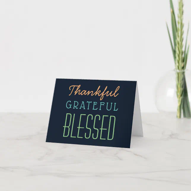 Thankful Grateful Blessed Simple Thank You Note Card | Zazzle