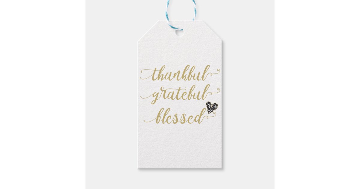 thankful grateful blessed thanksgiving holiday gift tags | Zazzle