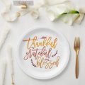 Thankful Grateful Blessed Thanksgiving Typography Paper Plates | Zazzle
