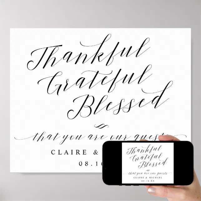 Thankful Grateful Blessed Wedding Welcome Sign | Zazzle