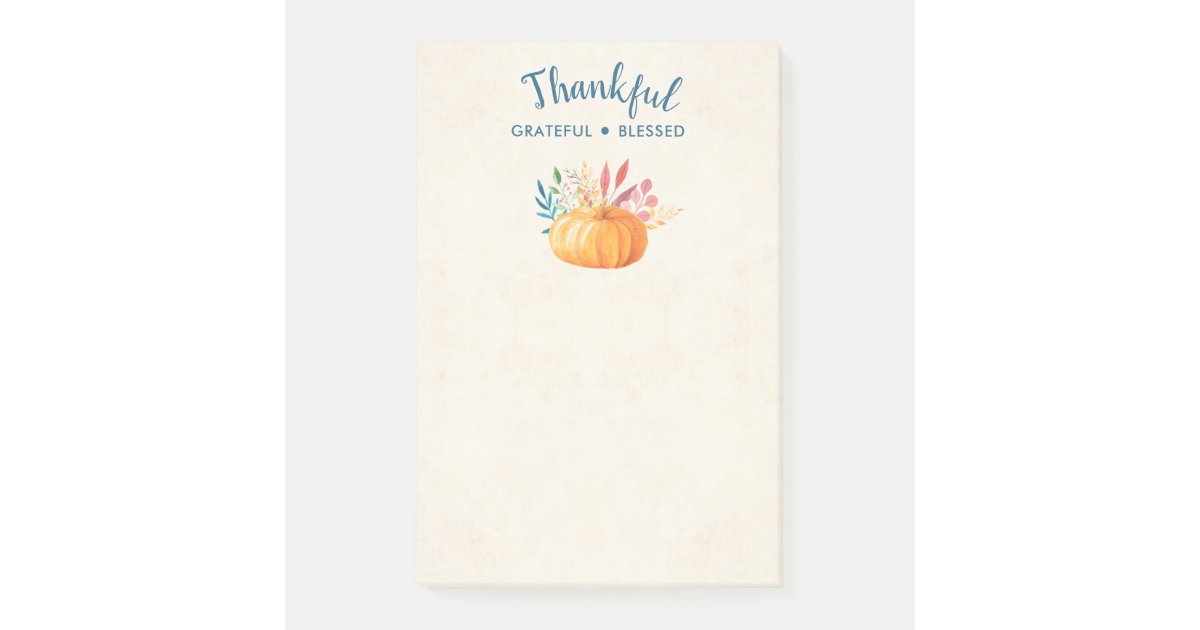 Thankful Grateful Blessed with Orange Pumpkin Post-it Notes | Zazzle