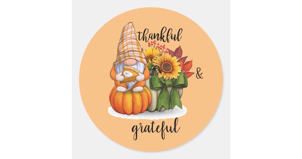 Thankful & grateful classic round sticker | Zazzle