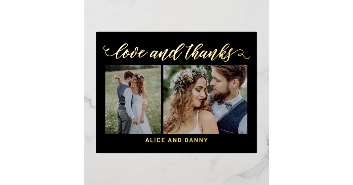 Thankful Love FOIL Thank You Postcard | Zazzle