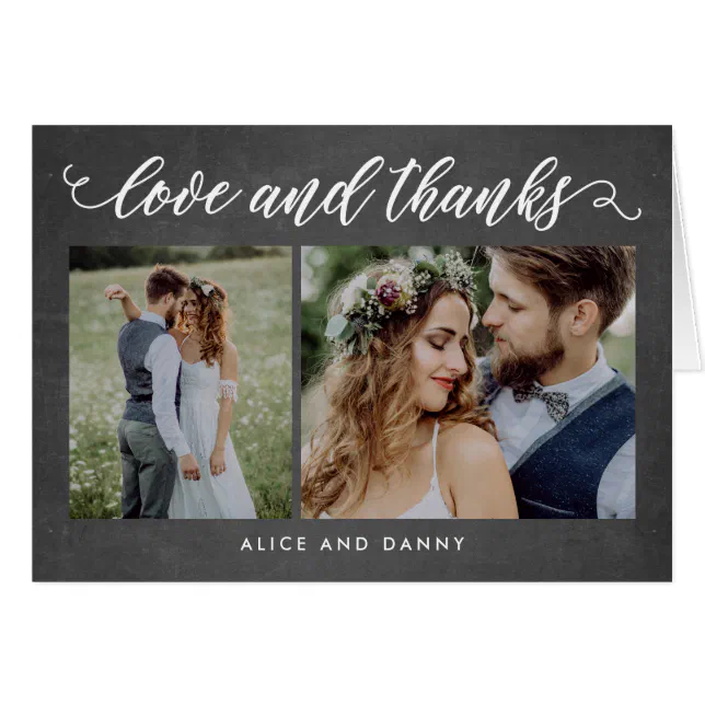 Thankful Love Wedding Thank You Card Chalk | Zazzle