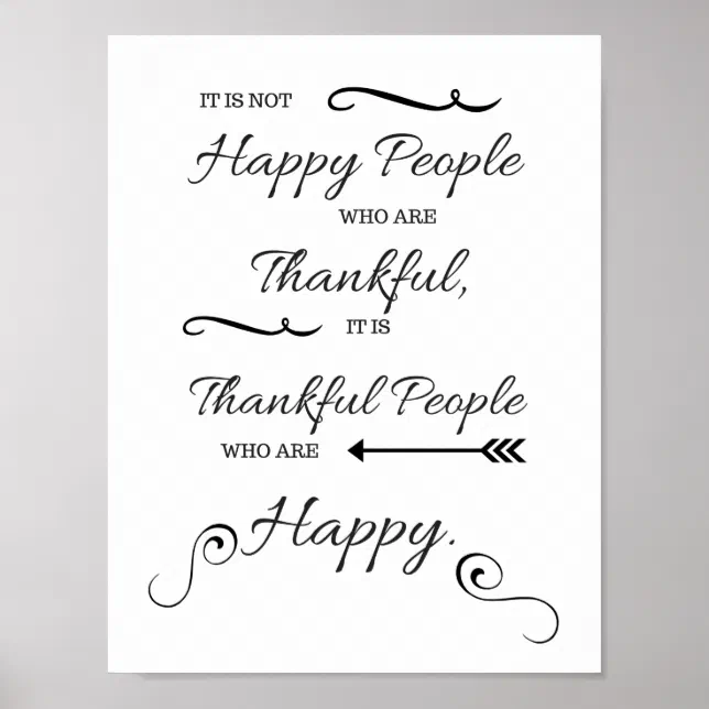 Thankful People are Happy Poster | Zazzle