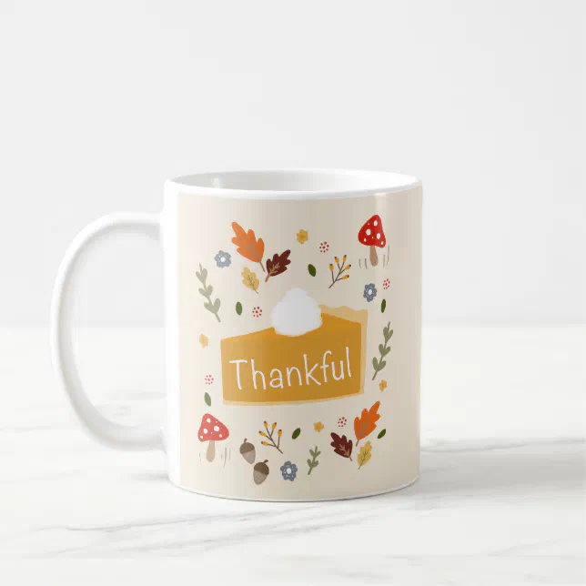 Thankful Pumpkin Pie Thanksgiving Gift Fall Coffee Mug | Zazzle