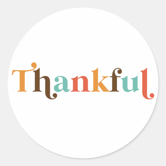 Thankful Retro Font Thanksgiving Classic Round Sticker | Zazzle