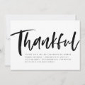 Thankful script modern black & white Thanksgiving Invitation | Zazzle