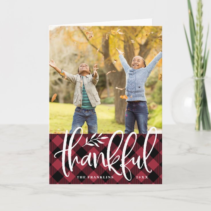 Thankful Season | Thanksgiving Photo Folded Card | Zazzle