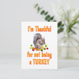 Thankful Squirrel Holiday Postcard | Zazzle