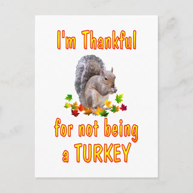 Thankful Squirrel Holiday Postcard | Zazzle